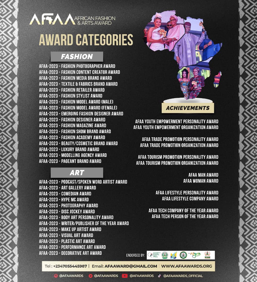African Fashion And Art Award Afaa Awards
